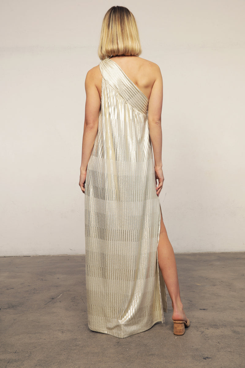 Grecian Lamé One Shoulder Gown – Nightcap Clothing